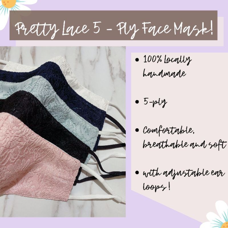 Pretty Lace Face Masks - 5 Ply | Shopee Singapore