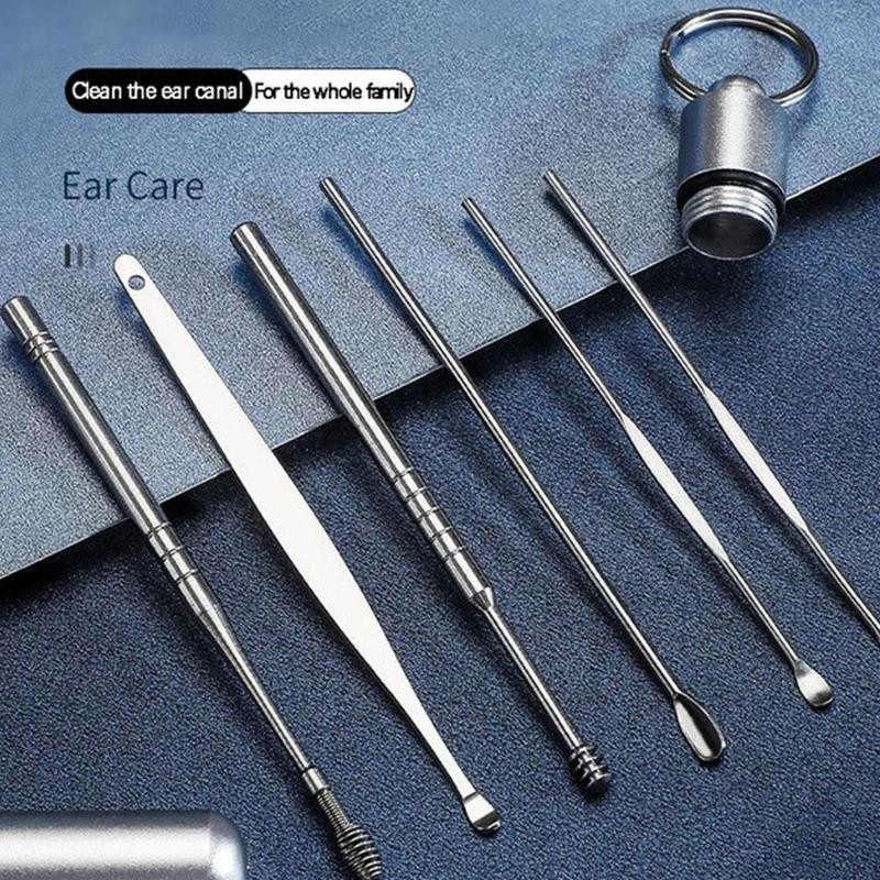 6-Pack Ear Wax Removal Ear Cleaning Stainless Steel Set with Spring Ear ...