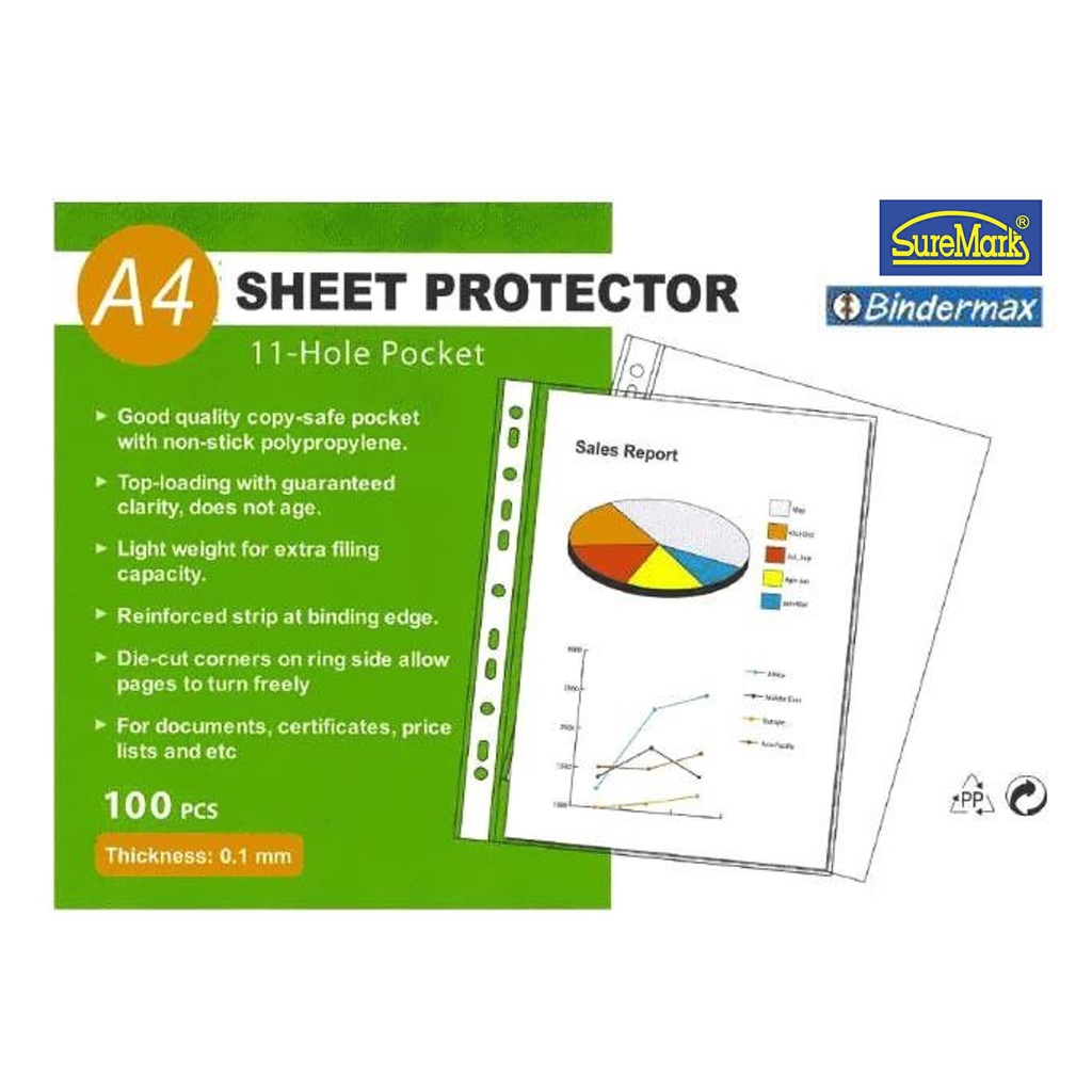 Bindermax W-25-1/0.1 / Suremark SQ-5010 A4 0.1mm 11-Hole Sheet ...