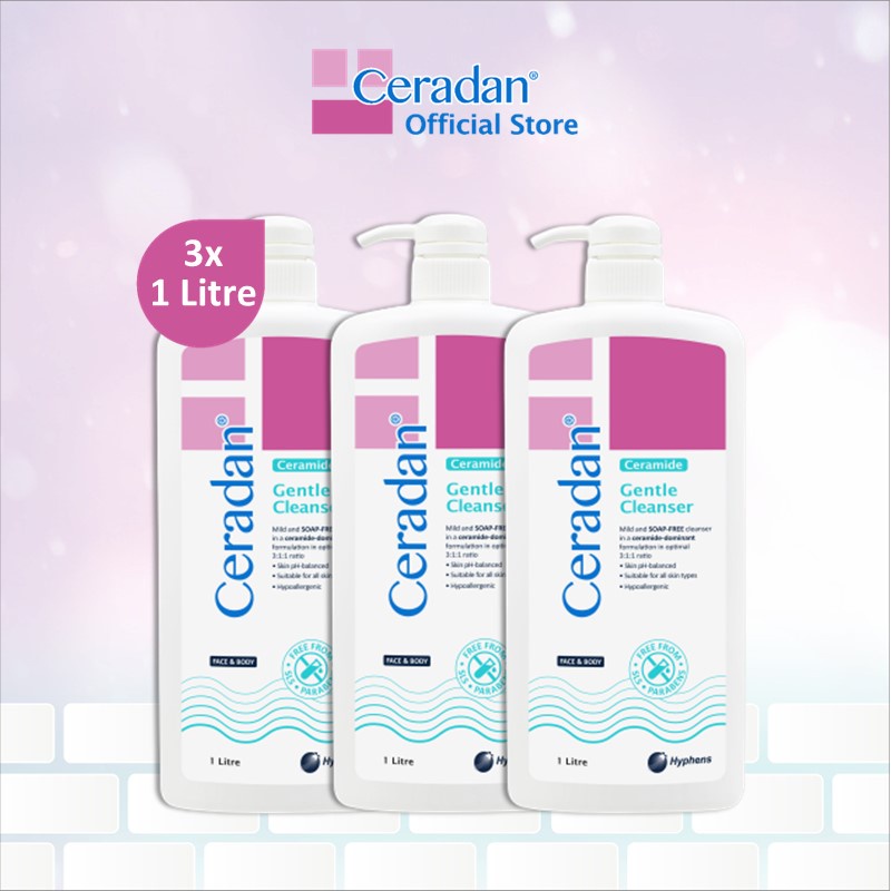 [Bundle of 3] Ceradan® Gentle Cleanser (1Litre) (Non foaming | With 3:1 ...