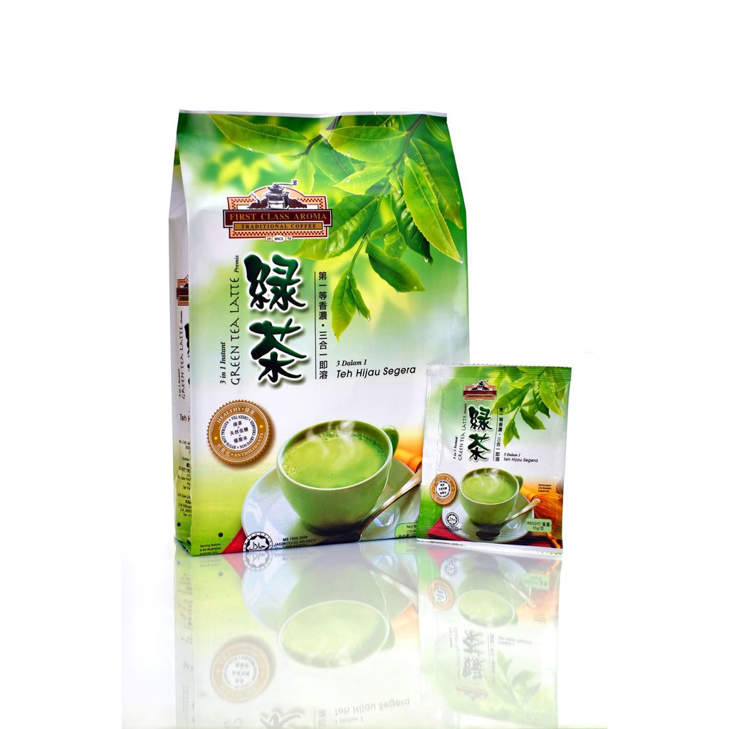 YEE KONG COFEE | FIRST CLASS AROMA 3 IN 1 GREEN TEA LATTE 525G (35G ...