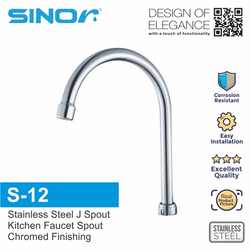 Sinor S-12 Stainless Steel J Spout Tab Paip Air 弧形水龙头 | Shopee Singapore