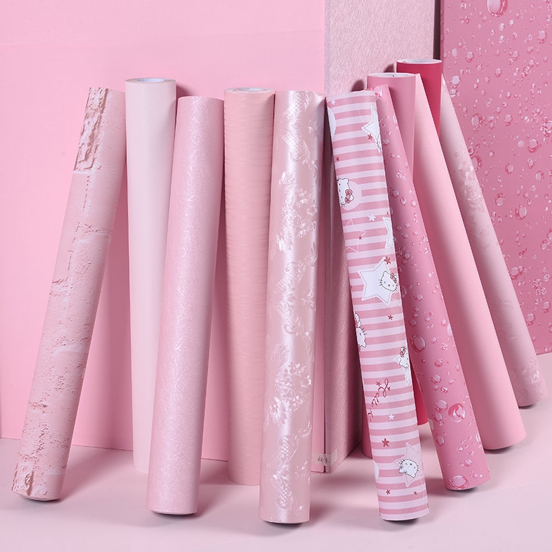 Pink Wallpaper Self-adhesive Bedroom Warm Cute Wall Stickers Wallpaper ...