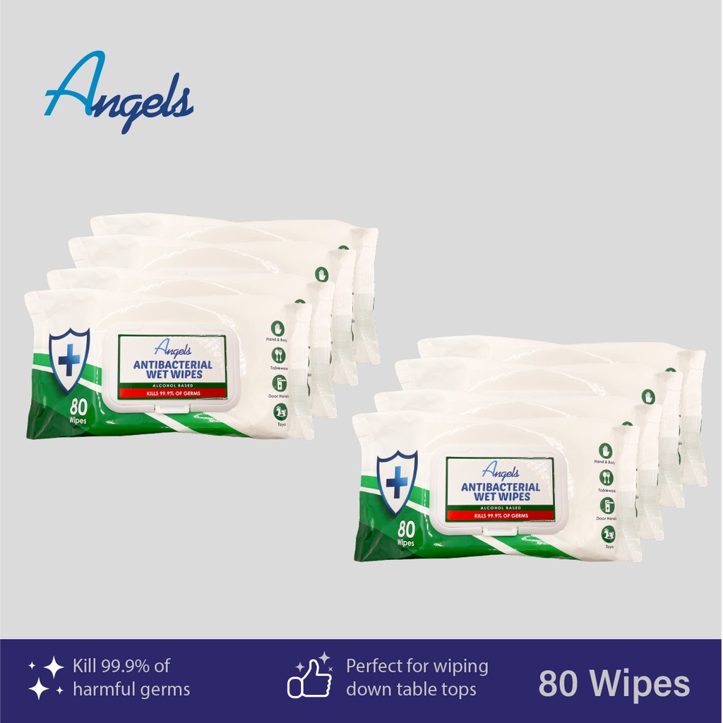 ANGELS Antibacterial Wet Wipes - 80 Wipes Pack | Shopee Singapore