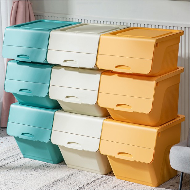 [Local]56L big Storage Box Stackable Cloth and Toy Storage With Front ...