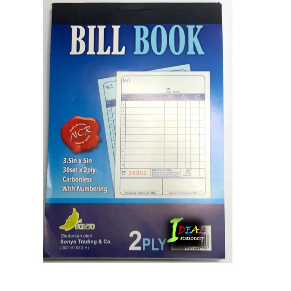 Bill Book 2ply (NCR) 3.5in x 5in (30set x 2ply) | Shopee Singapore