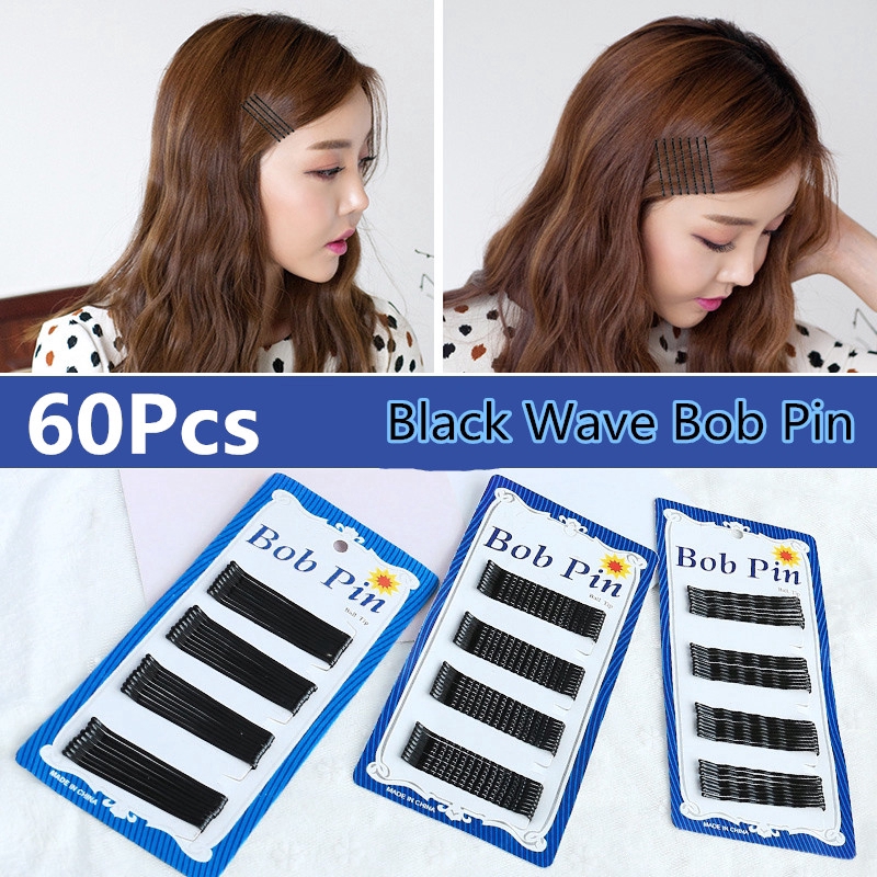 60pcs Black invisible hair clips flat top bobby pins grip | Shopee ...