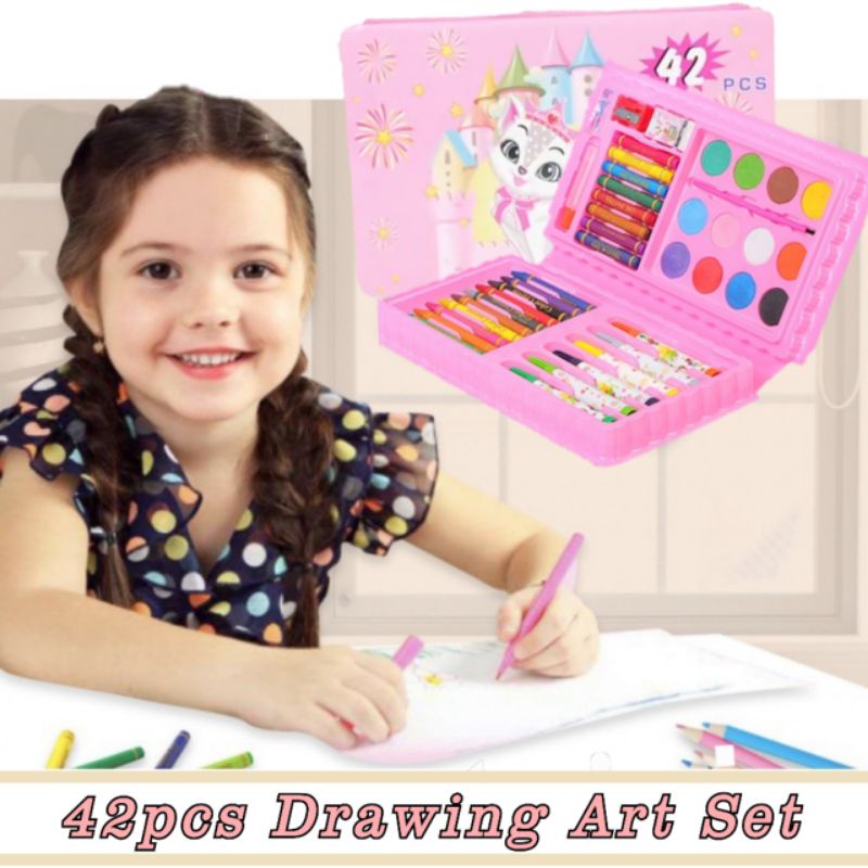 42pcs Kids Colouring Art Set Crayon Water Colour Drawing Art Set ...