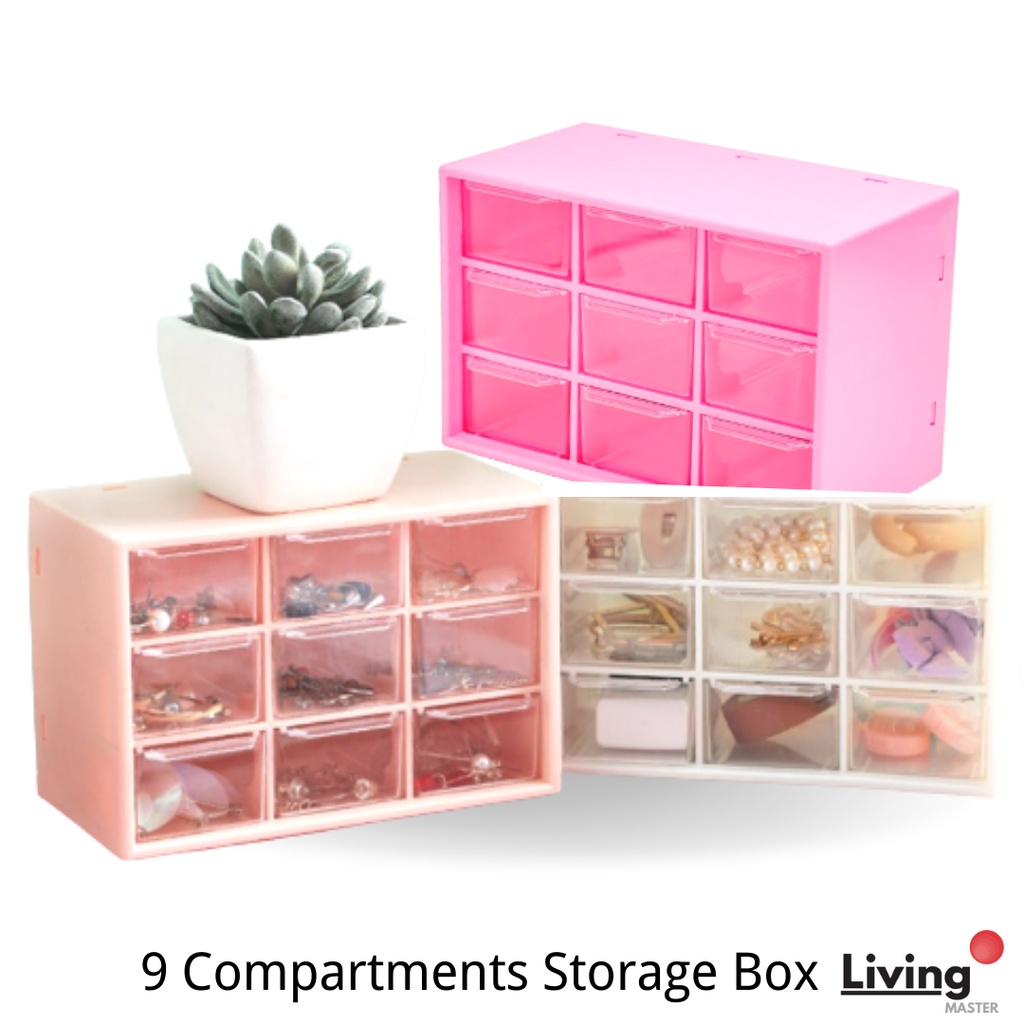 Multipurpose 9 Compartments Storage Box Transparent Organizer ...