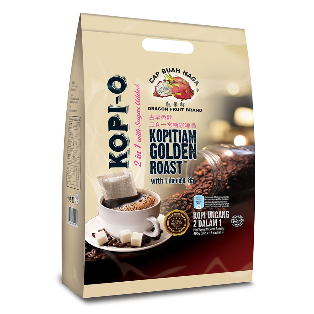 Dragon Fruit Brand Kopitiam Golden Roast - Kopi O 2 in 1 with Sugar Added | Shopee Singapore