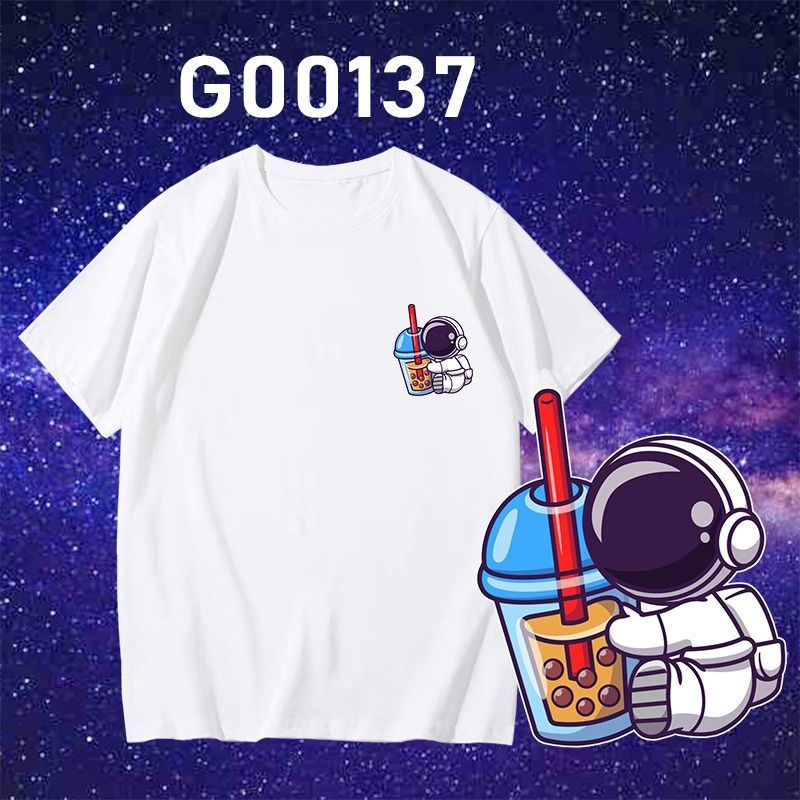 PINKHOUSE8 Cotton T-Shirt WHITE BUBBLE TEA SPACE MEN 2XL SHORT SLEEVE ...