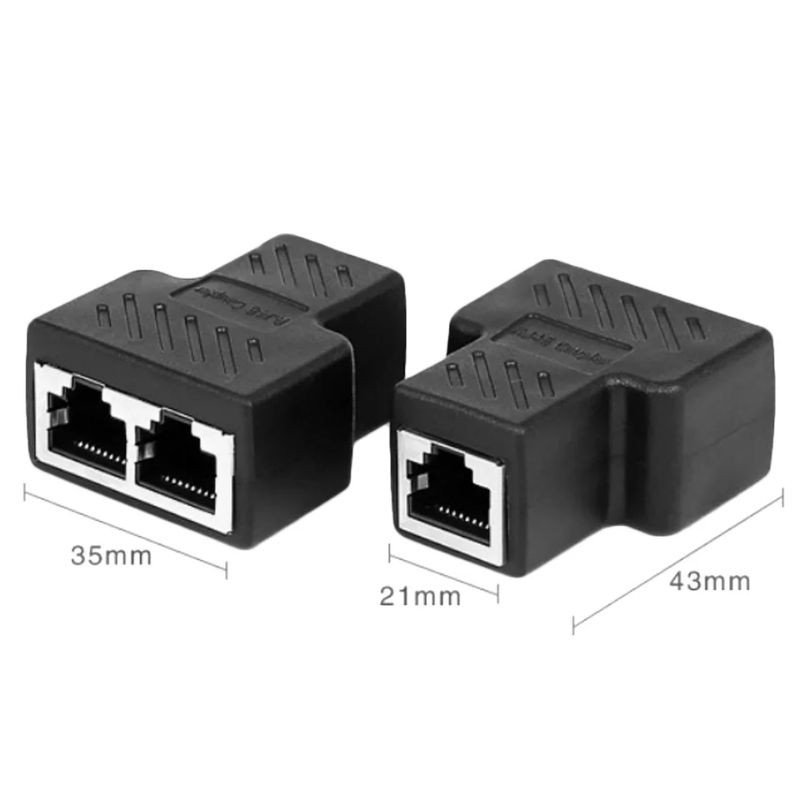 1 to 2 Way LAN Ethernet Network Cable Splitter Adapter RJ45 Female ...