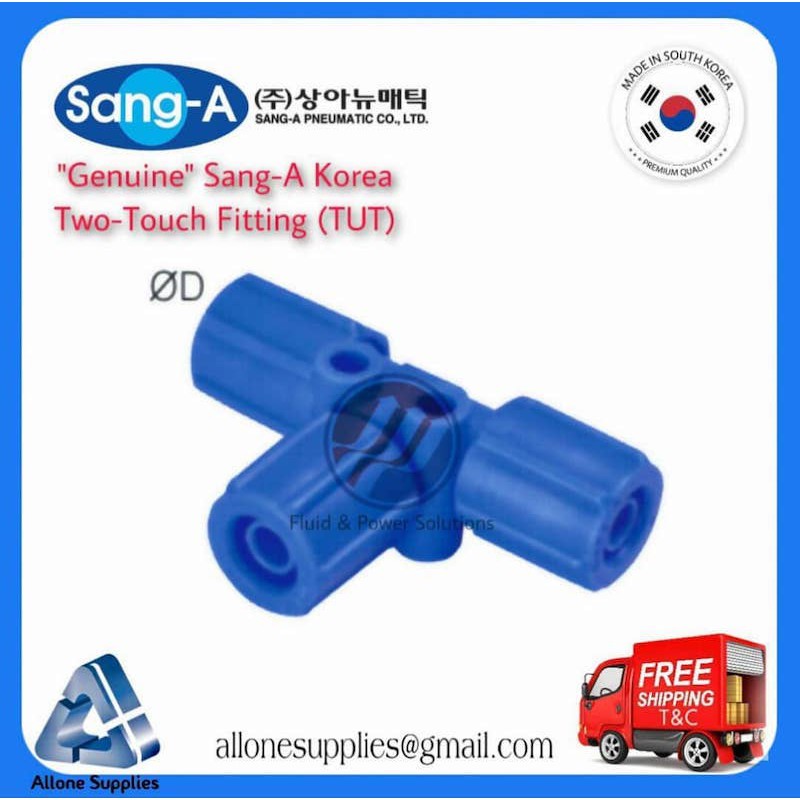 Sang-A TUT Series Two-Touch Fitting "Made in Korea" Tee Union Air Pneumatic Fitting , Water ...
