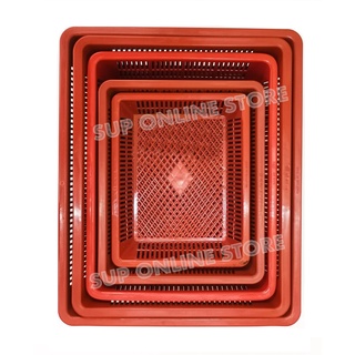 Rectangular Plastic Colander Basket / Red Hamper Tray / Square Basket ...