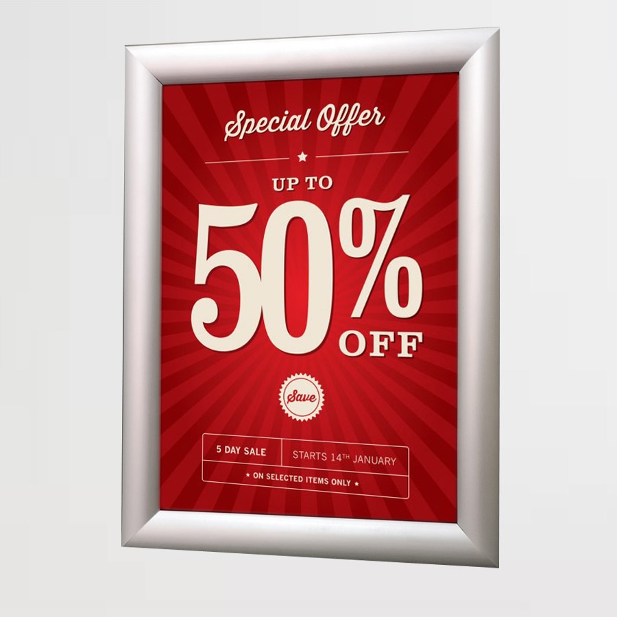 Aluminum Poster Snap Frame PLS 25 (A4/A3/A1) Wall Mounted option Silver ...