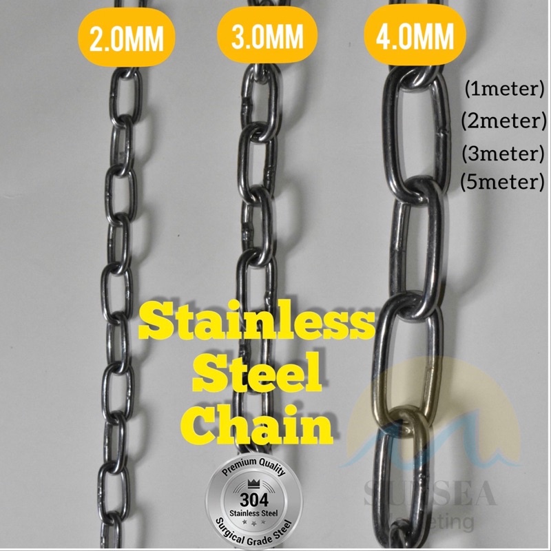 304 ️stainless steel link chain ️ 2.0mm..3.0mm..4.0mm 1m/ 2m/3m/4m/5m ...