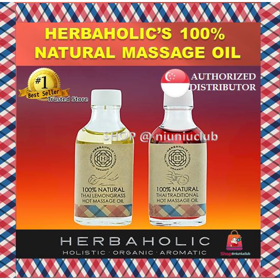Massage Oil Thai Hot Oil & Lemongrass Herbaholic's rub, massage , relieve aches, sprains ...