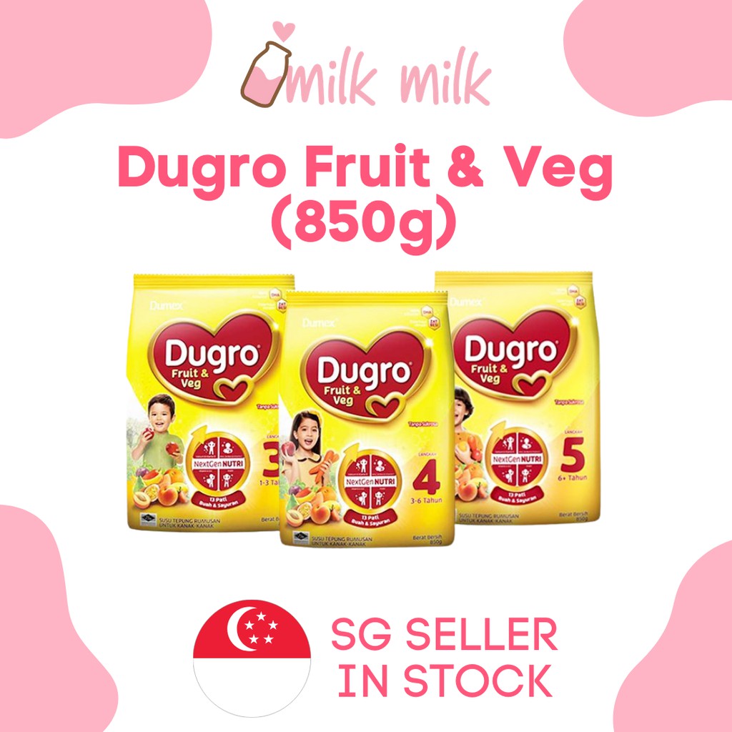 Dumex Dugro fruit & vege milk formula 850g stage 3/4/5 | Shopee Singapore