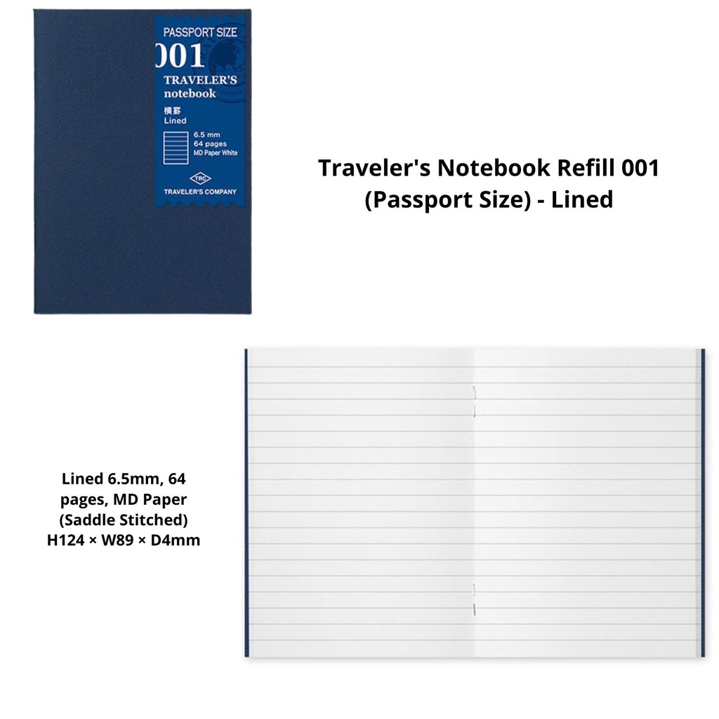 TRAVELER'S notebook Refill, Passport Size, Lined / Grid / Blank, High ...