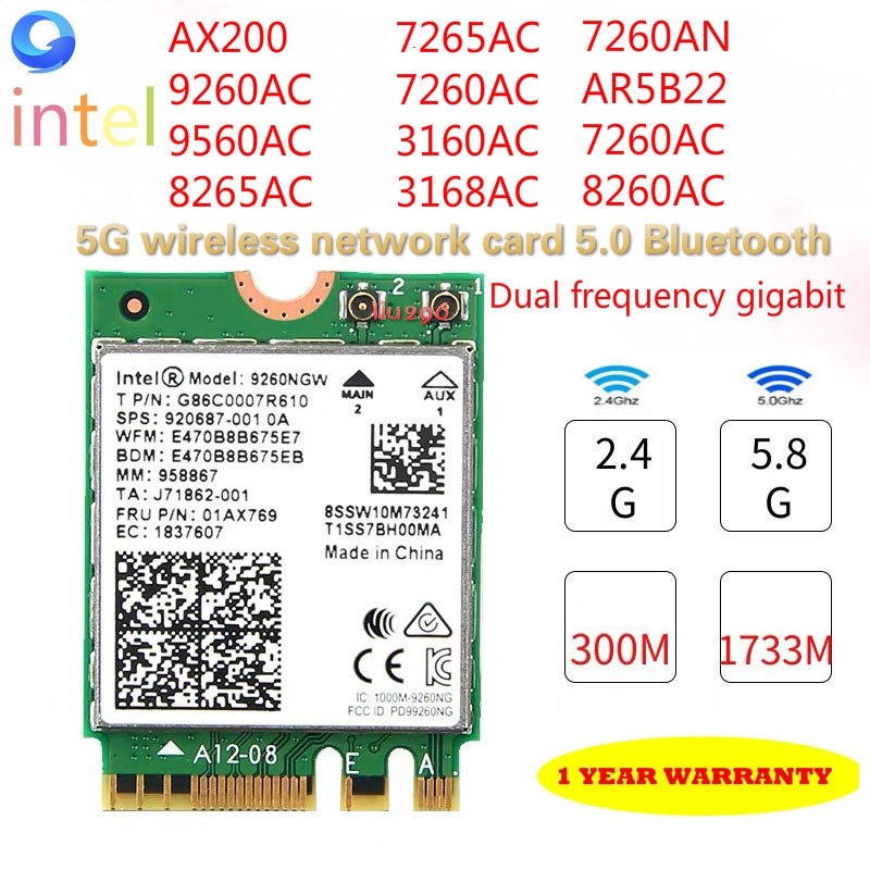Intel AX200 7260AC 7265AC 9260AC 9560AC 8265AC 8260AC 3165AC ...