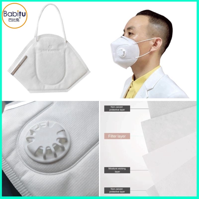 KN95 3D 4 Layer Mask Face Mask With Breathable Valve N95 Protection Ultrasonic Mask 1pcs ...
