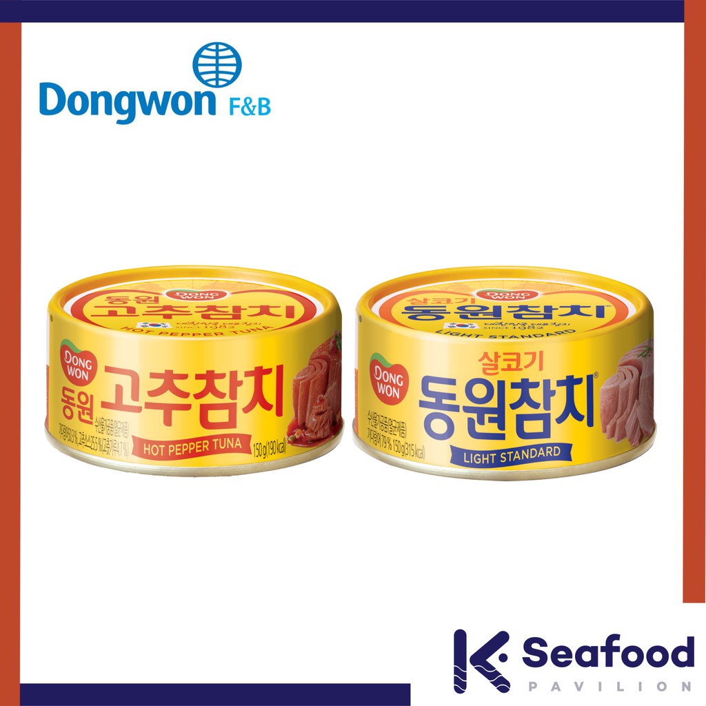 [DONGWON] Canned Tuna Light Standard 150g x 2EA & Canned Tuna with Hot Pepper Sauce 150g x 2EA ...