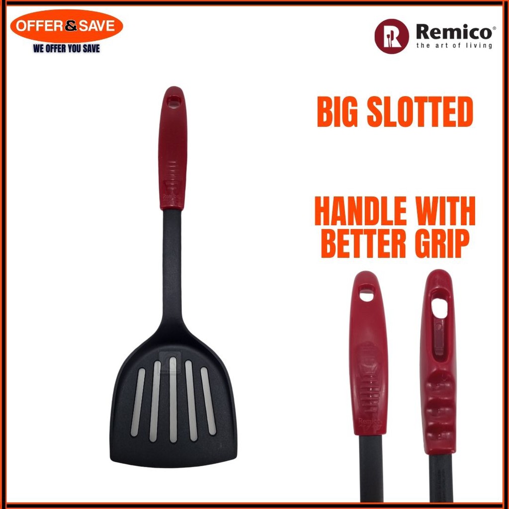 REMICO Nylon Cooking Utensils Set Good Grip Handle Turner/Ladle/Skimmer ...