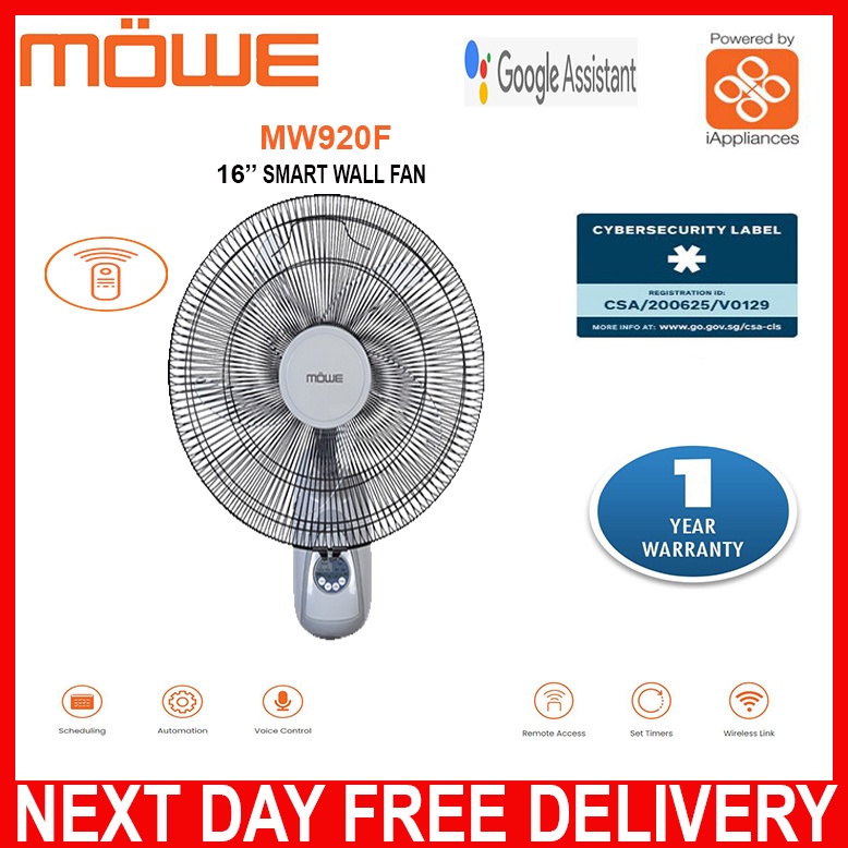 Mowe MW920F 16″ Smart Wall Fan with Remote Control / WIFI Supported ...
