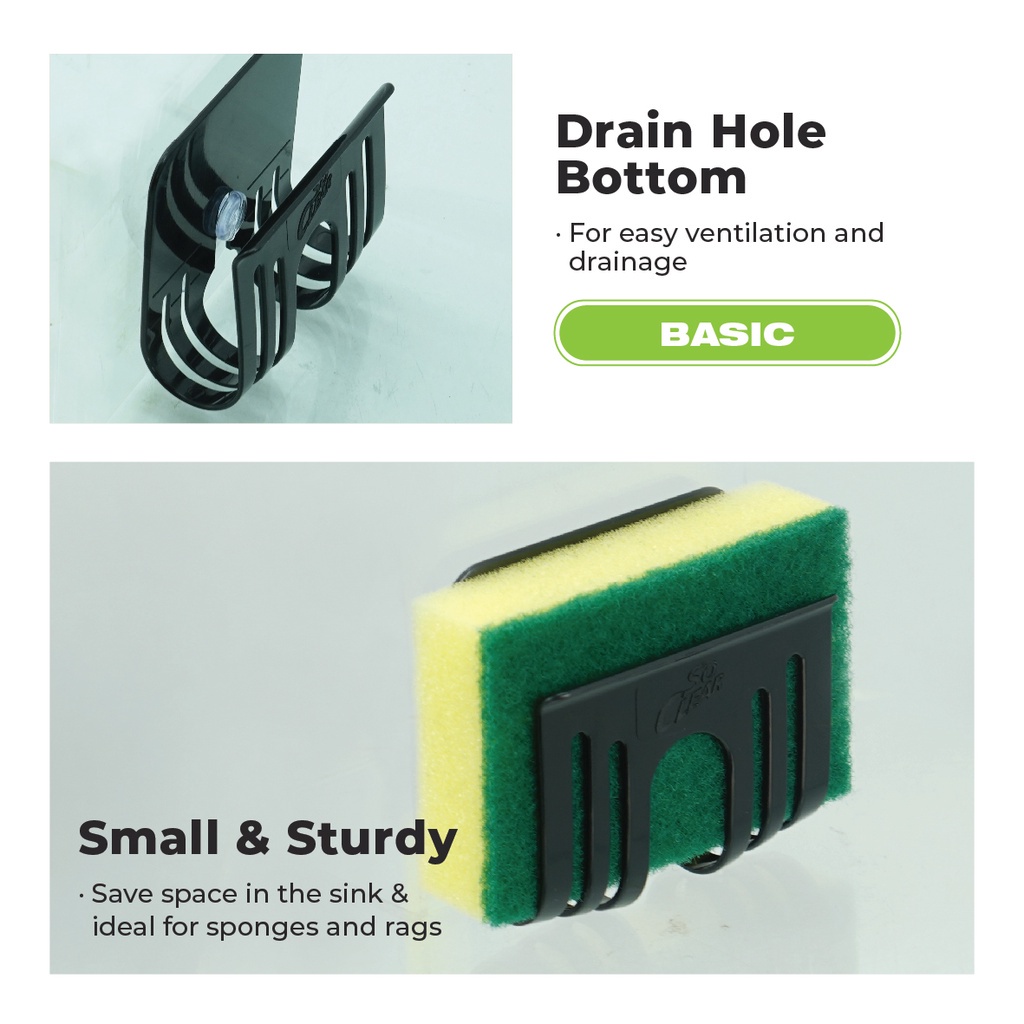 SO CLEAR BASIC Mini Sink Adhesive Sponge Holder W/Suction Cup,Drain ...