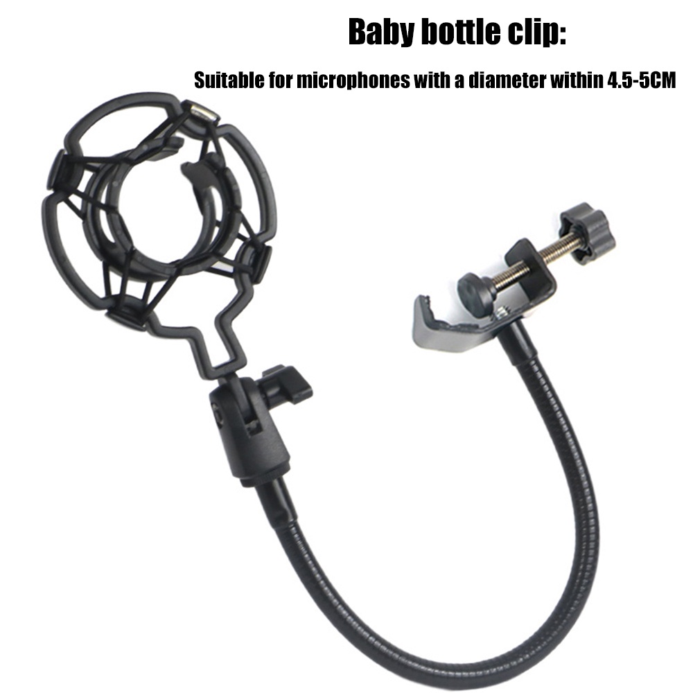 Flexible Gooseneck 360° Adjustable Microphone Stand with Desk Clamp for Radio Broadcasting ...