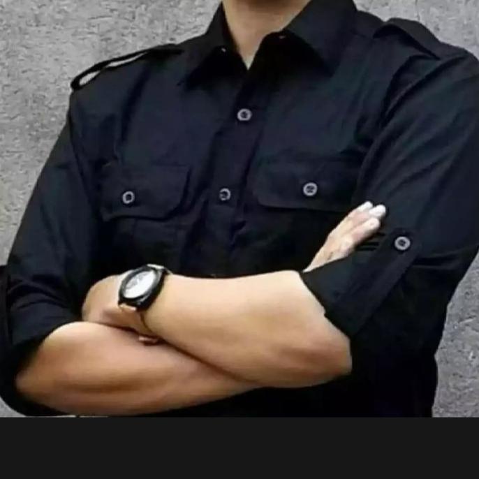 KEMEJA HITAM Plain Black Work Shirt / Long Sleeve TRANS TV MODEL ...