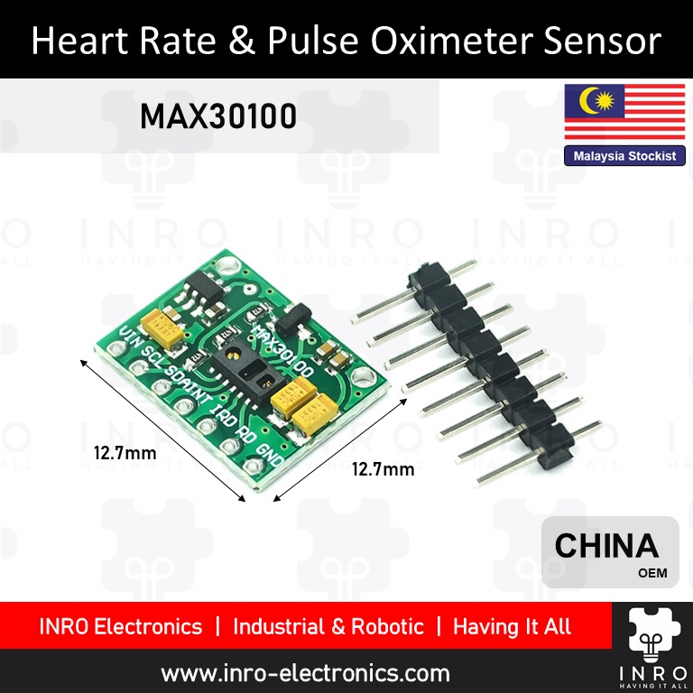 Heart Rate & Pulse Oximeter Sensor (Oxygen Sensor) | MAX30100 | Shopee ...