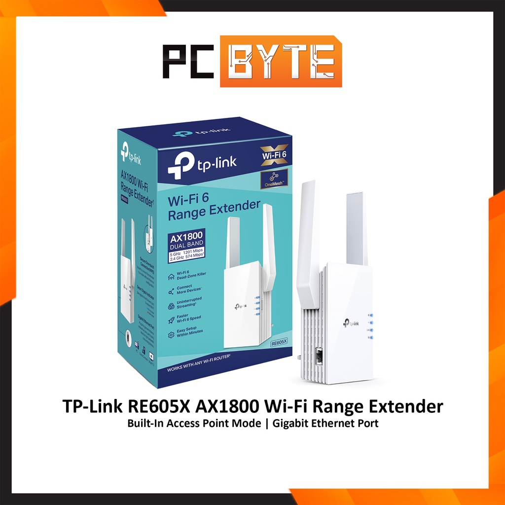 TP-Link RE605X AX1800 Wi-Fi Range Extender (Built-In Access Point Mode | Gigabit Ethernet Port ...