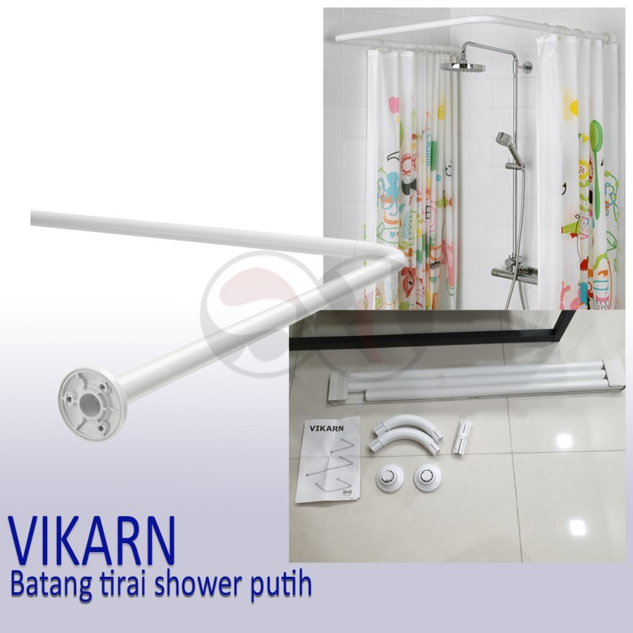 VIKARN White shower curtain rod / L-shaped shower curtain rail ...