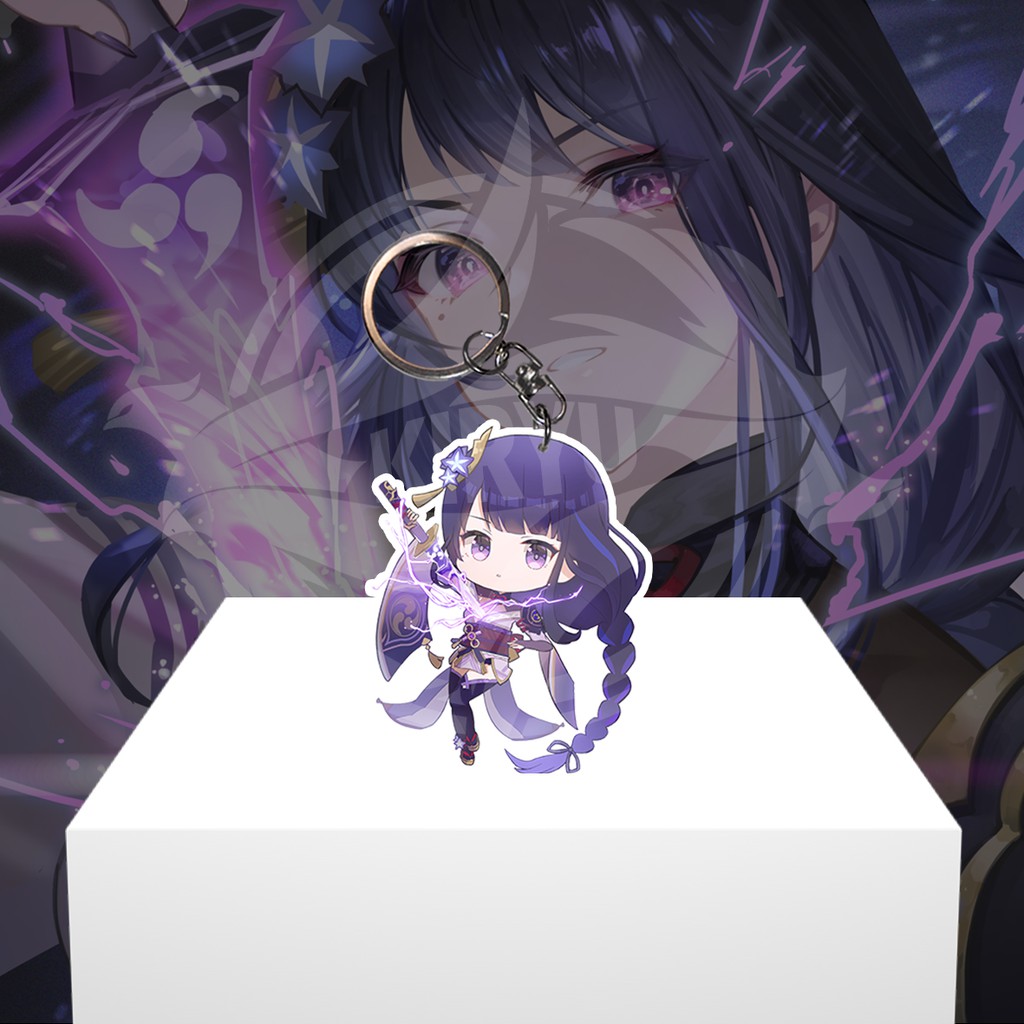 GANTUNGAN Anime Game Genshin Impact Raiden Shogun HP Keychain - Acrylic ...