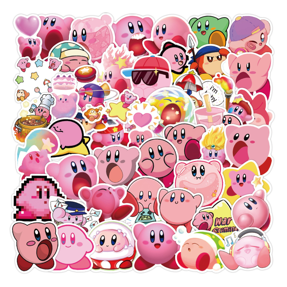 50 pcs Kirby Classic Video Game Cute Cartoon Waterproof PVC Stickers ...