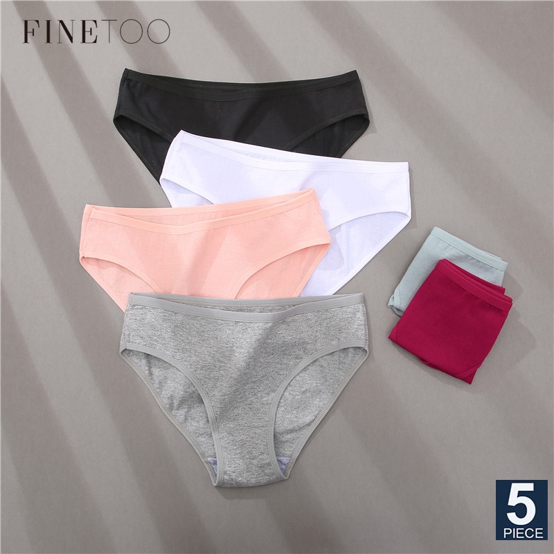 Finetoo 5pcs Set Cotton Underwear Womens Briefs Underwear S Xl Panties