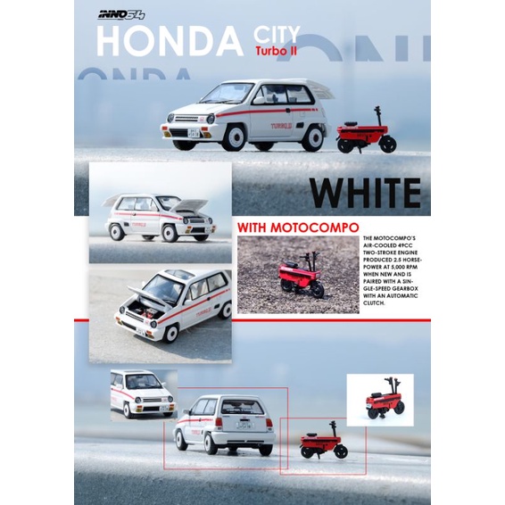 1/64 Inno Honda City Turbo II Mod (White w/Red Motocompo) | Shopee ...