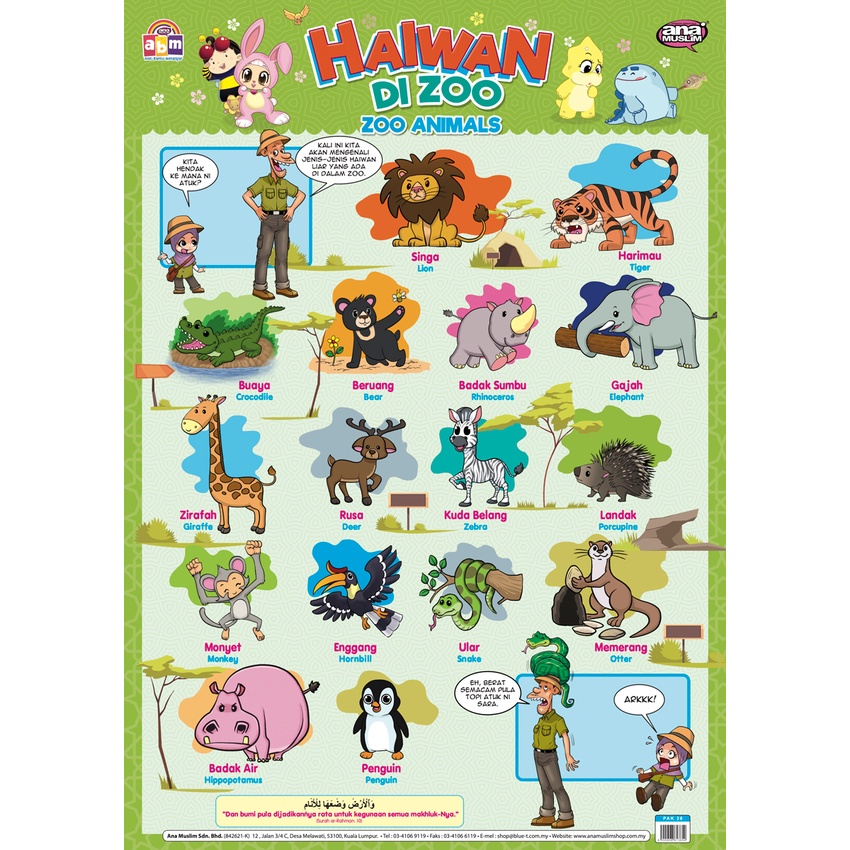 Poster FOR ANIMALS IN ZOO | Academic POSTER, Ana Muslim teaching aid ...