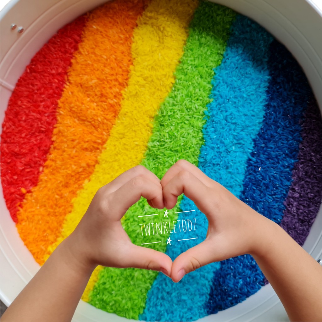 Rainbow Colour Rice for Sensory Play / Customised Party Pack | Shopee ...