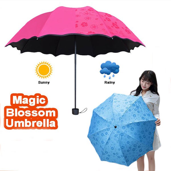 Sakura Magic Flower Blossom Folding Umbrella Windproof UV Resistant Umbrellas For Kids Women ...