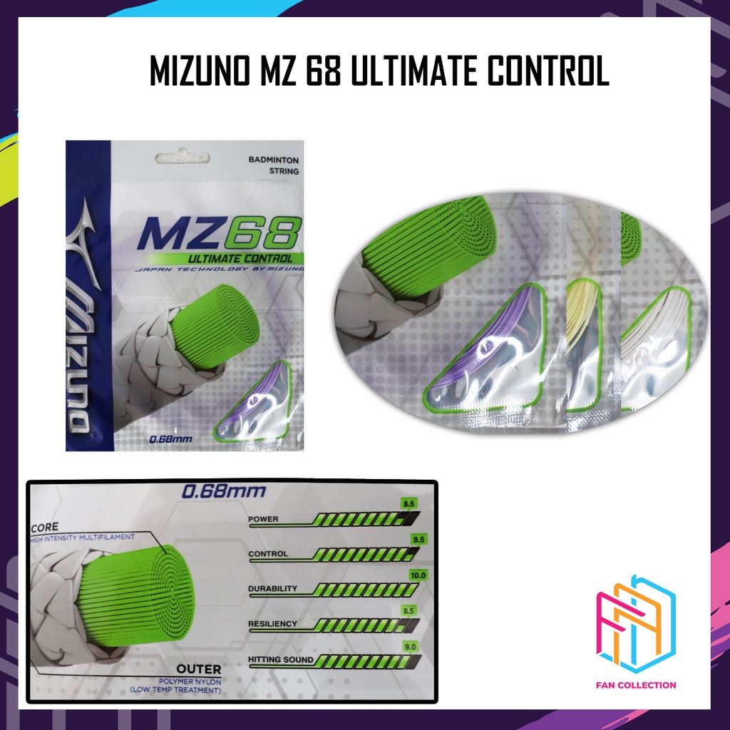 MIZUNO MZ 68 ULTIMATE CONTROL BADMINTON STRINGS 0.68 MM | Shopee Singapore
