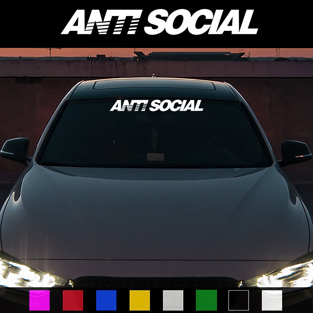 57cm Anti Social Windshield Banner Decal Sticker Black | Shopee Singapore