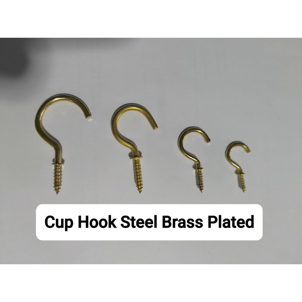 40 pcs of Steel Cup Hook Brass Plated | Shopee Singapore
