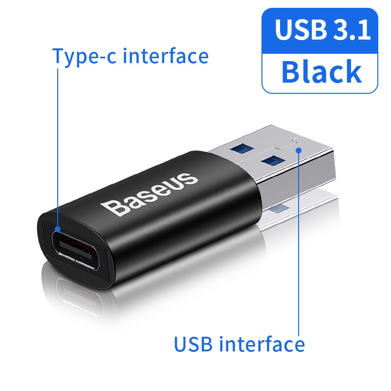 Baseus USB 3.1 OTG Adapter Type C Male to USB A Converter 10 Gbps Data ...
