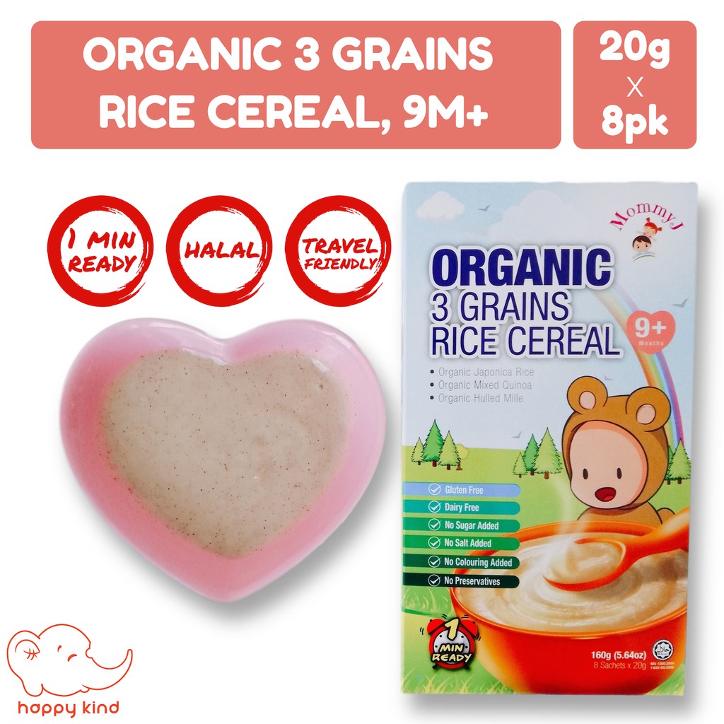 MommyJ Baby Organic 3 Grains Rice Cereal (20g x 8 packs) | Shopee Singapore