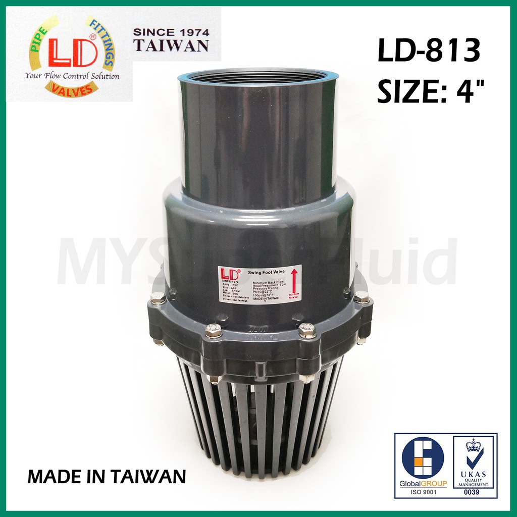 LD PVC Swing Foot Valve with 'BSP Threaded' Ends (100mm x 4inch ...