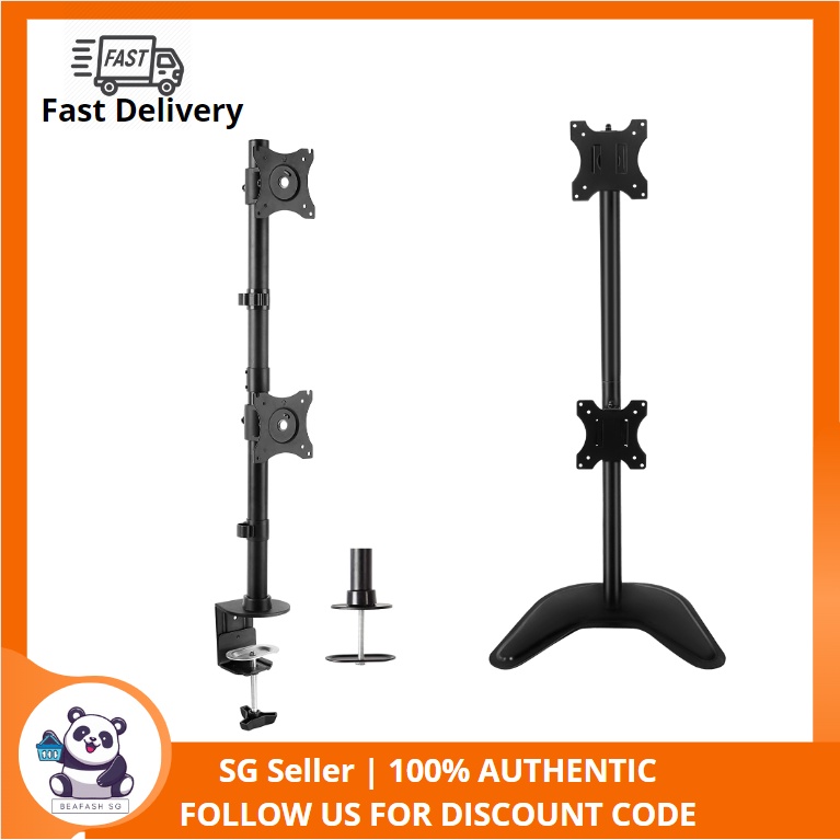 Vertical Dual Monitor Stand - Supports Monitors 13” to 27” - Adjustable ...