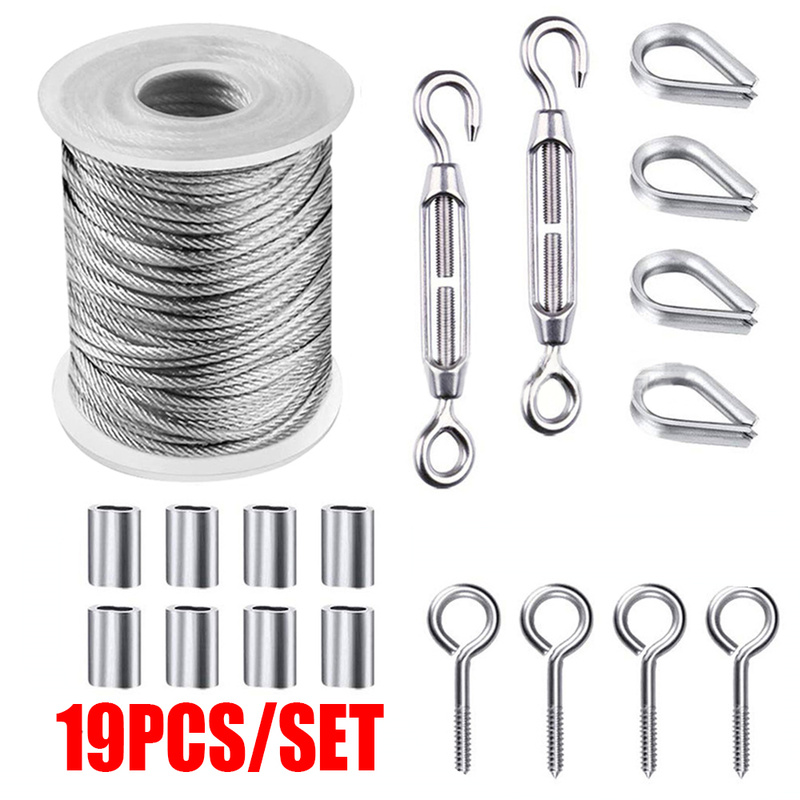 19PCS/Set 15M Multifunctional Steel Flexible Wire Rope Kit Soft ...