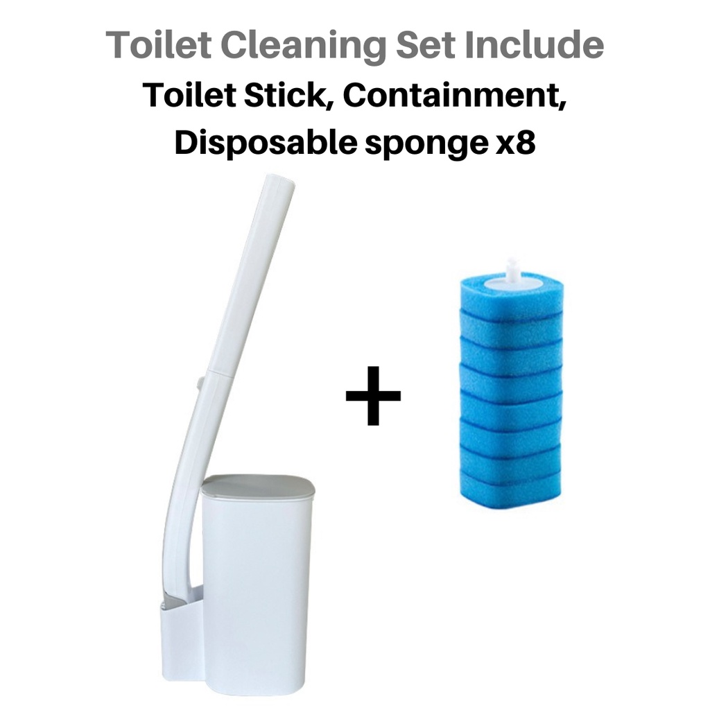 Disposable Toilet Bowl Cleaner Brush holder and wand Refill Cleaning ...